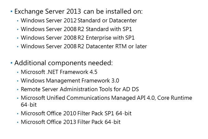 Software Requirements for Exchange Server 2013 - Study IT
