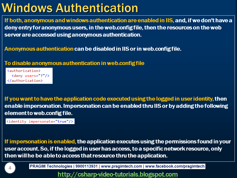 Sql server, .net and c# video tutorial: Part 87 – Windows Authentication