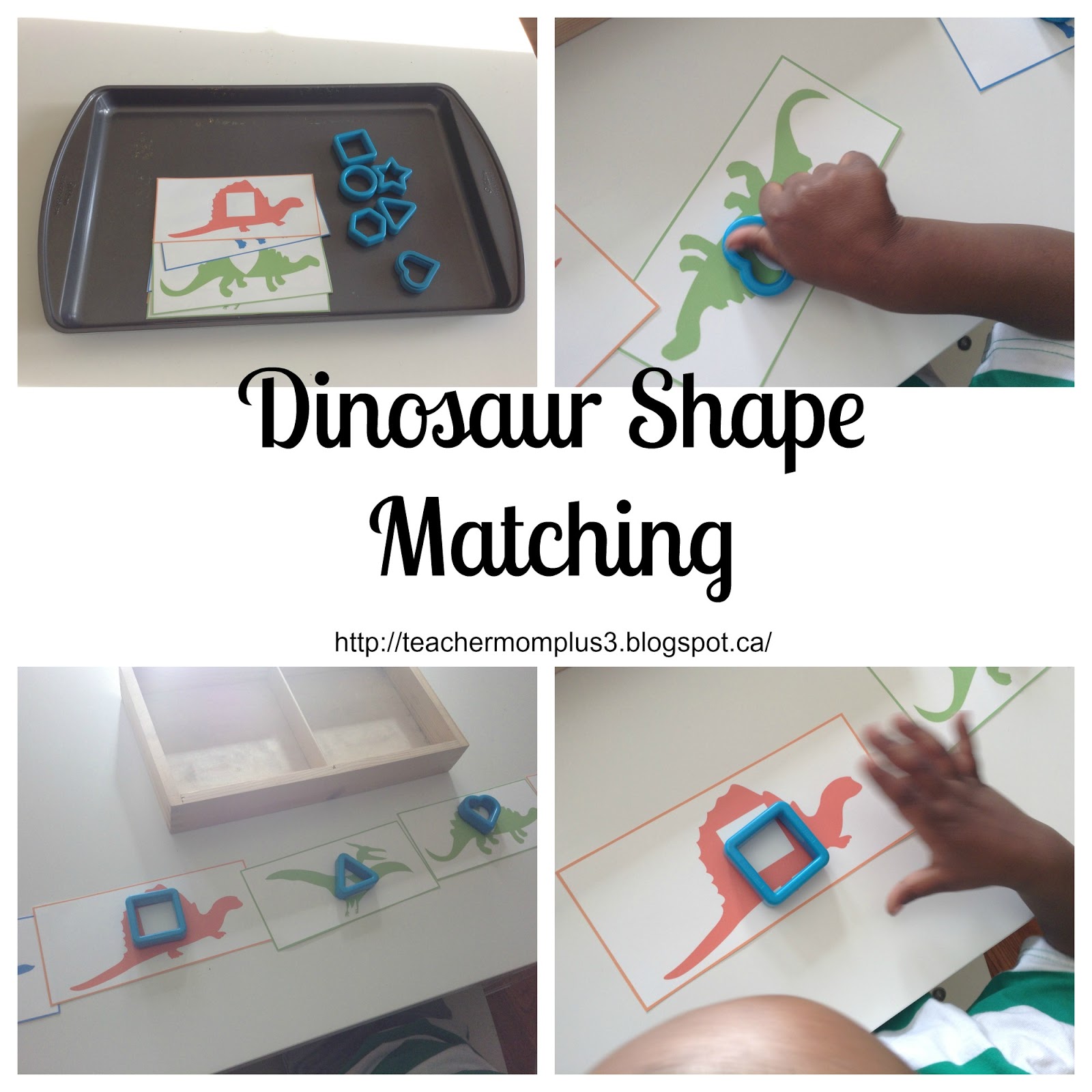 TeacherMomPlus3: Tot-School Dinosaur Shape Matching Day 4