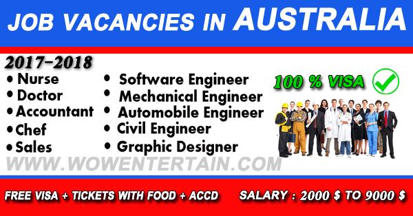 JOB VACANCIES IN AUSTRALIA APPLY NOW