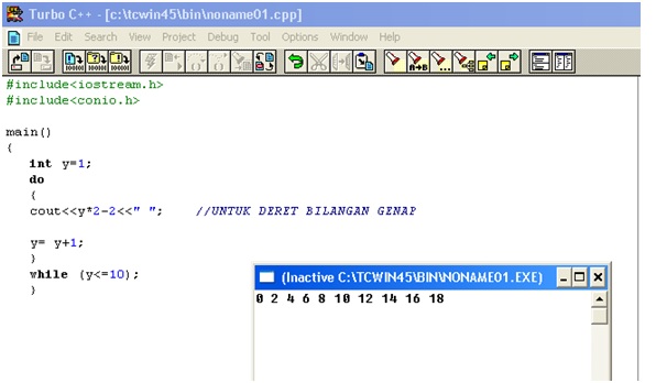 Pengetahuan Dunia IT & Islam: contoh script c++ PERULANGAN DERET ...