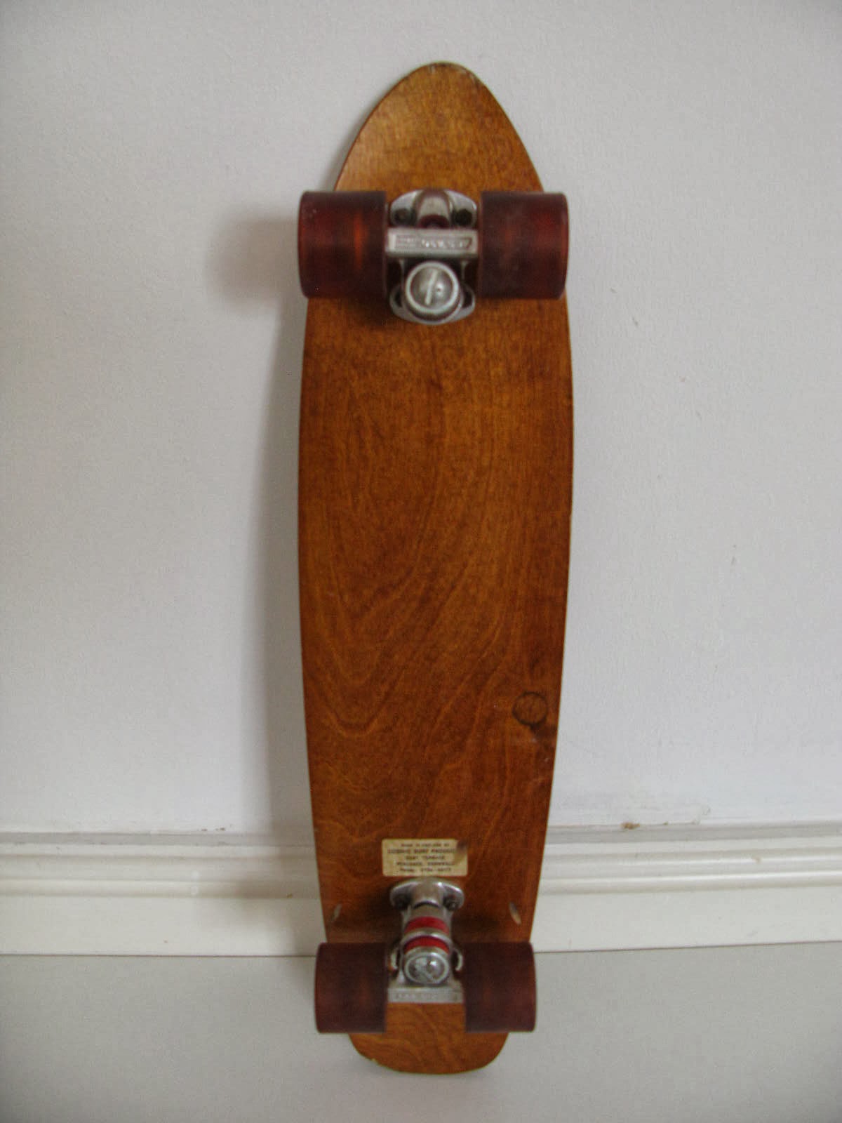 vintage surfboard collector UK: 70s skateboards Conway and Cosmic