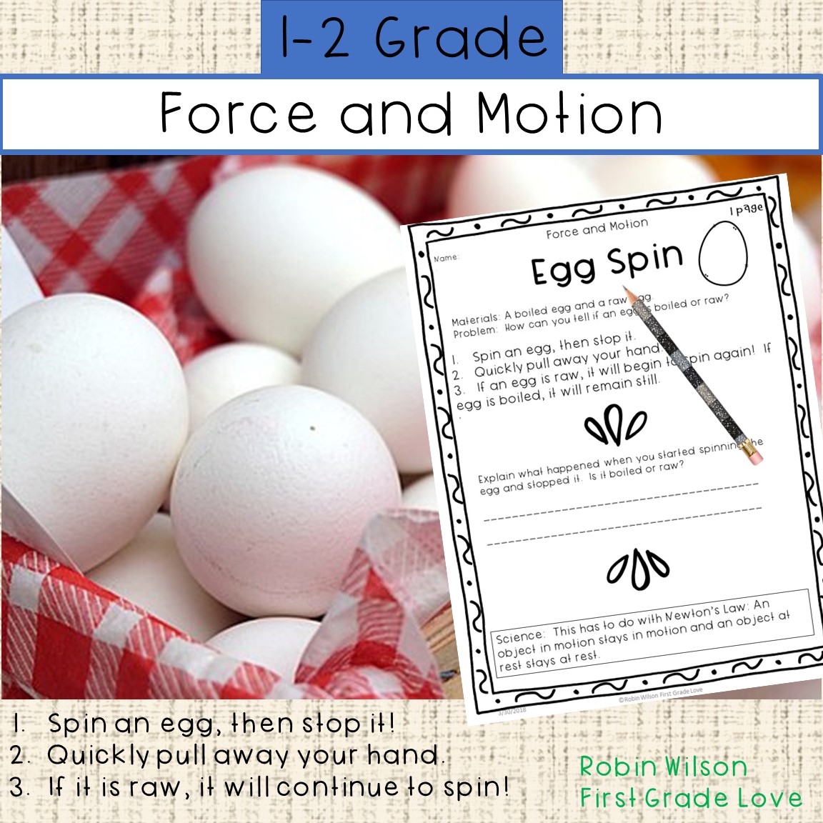 First Grade Love: Force and Motion: Egg Spin