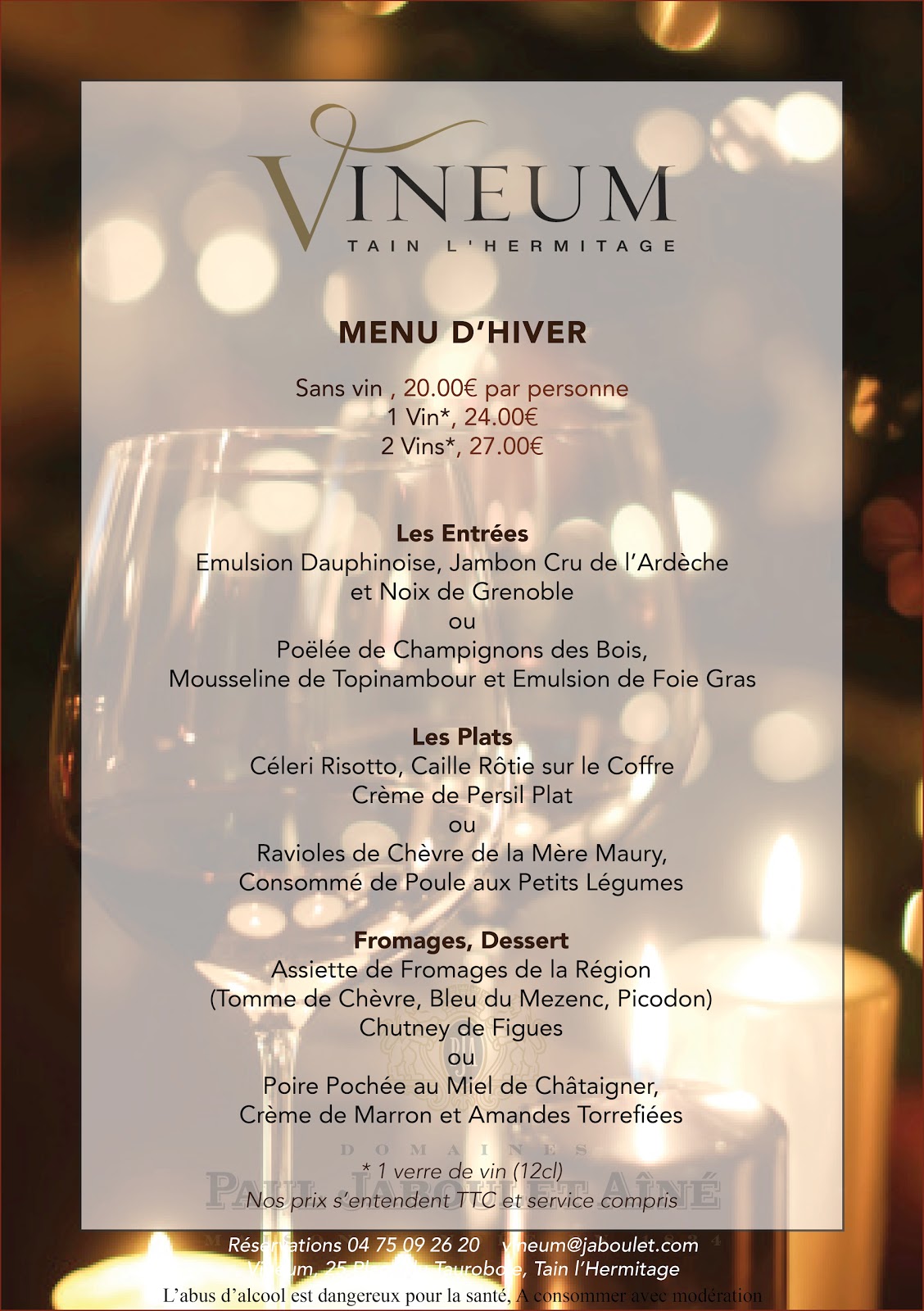 VINEUM des Domaines Paul Jaboulet Aîné: LE NOUVEAU MENU DU CHEF