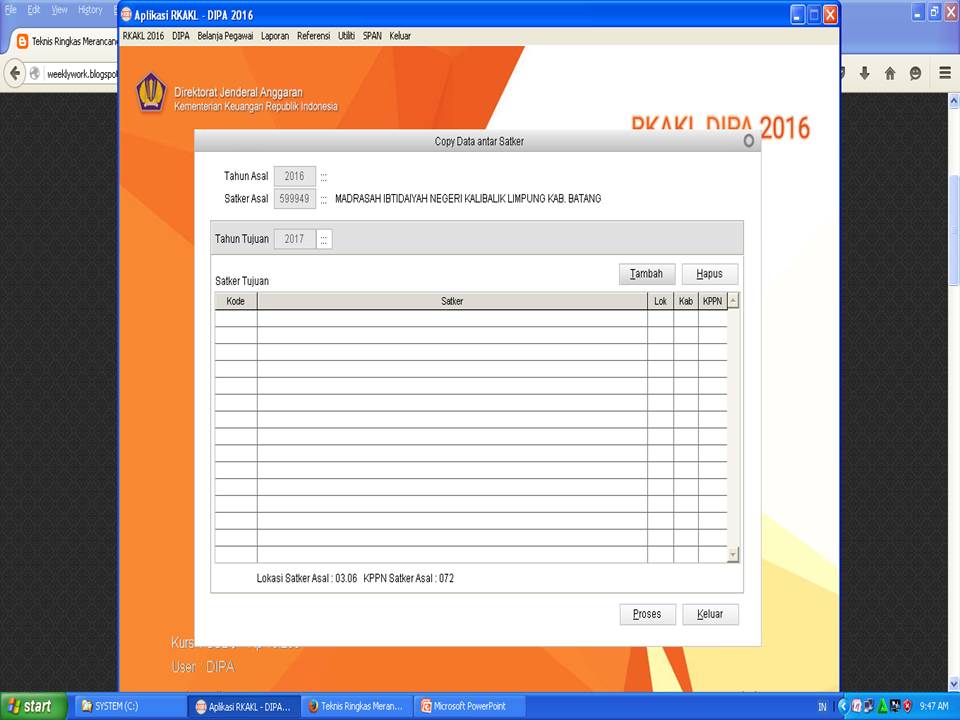 MI NEGERI KALIBALIK: Membuat RKAKL Tahun Depan Dengan Aplikasi RKAKL ...