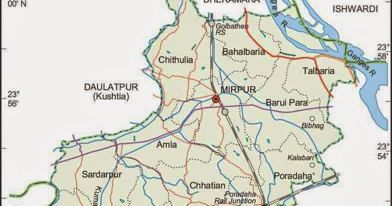 Mirpur Upazila Map, Kushtia District, Bangladesh