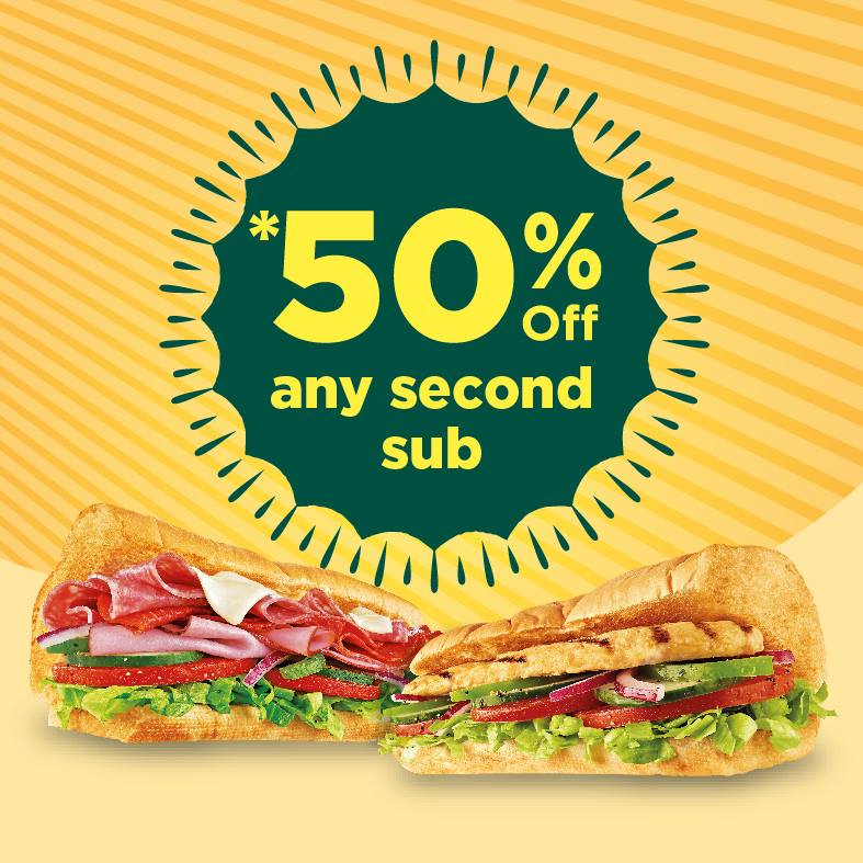 Subway 50%折扣大优惠！