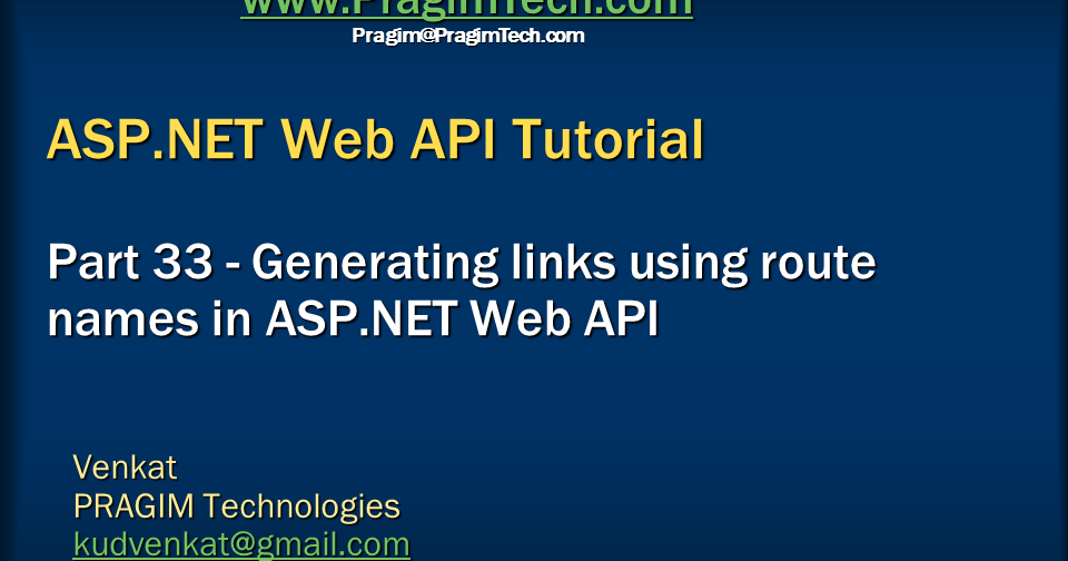 Sql server, .net and c# video tutorial: Generating links using route ...