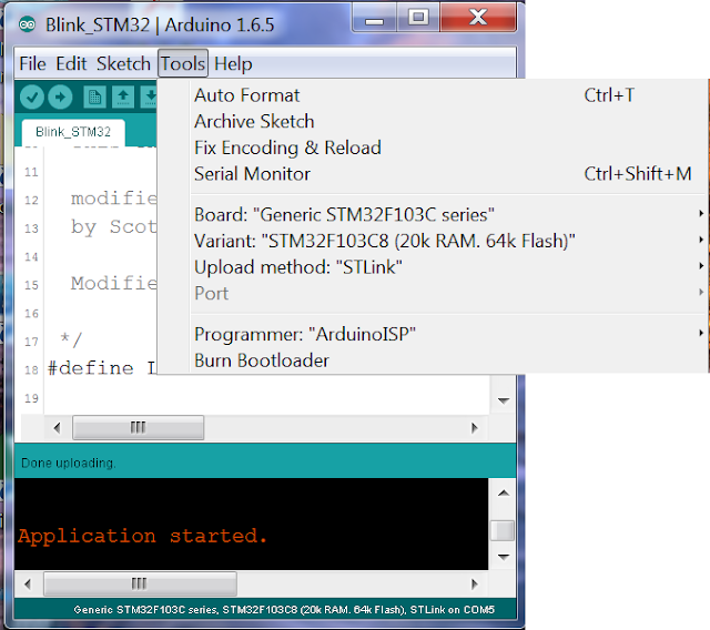 Alictronix: Blink LED on Arm Cortex M3 STM32F103c8t6 Dev board + ST-LINK V2