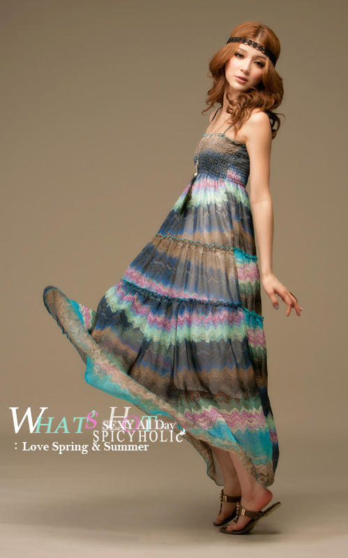 Dress4cutelady Gradient Maxi Dress Blue Summer Dress One Size