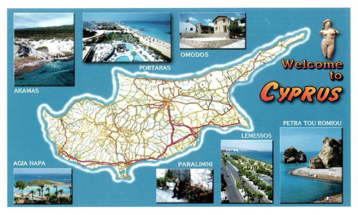 Postcards of Nations: Cyprus map
