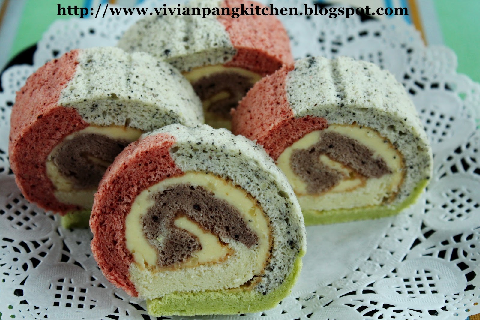 Vivian Pang Kitchen: Rainbow Swiss Roll with Natural Colouring/ Chiffon ...