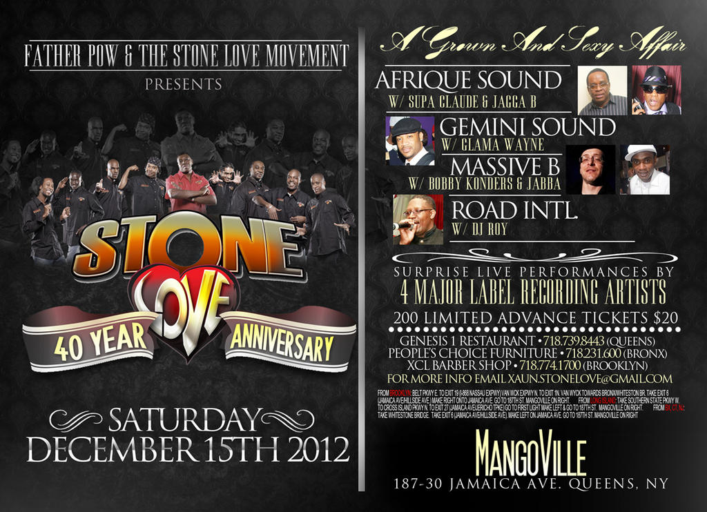 DDS BLOG: EVENTS : Stone Love 40 Year Anniversary ~ Saturday 15 ...