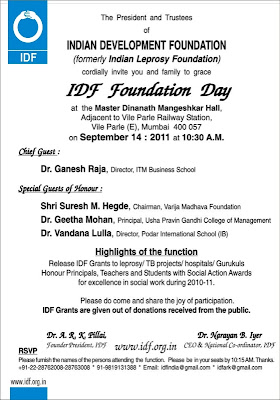 INDIAN DEVELOPMENT FOUNDATION: IDF Foundation Day 2011