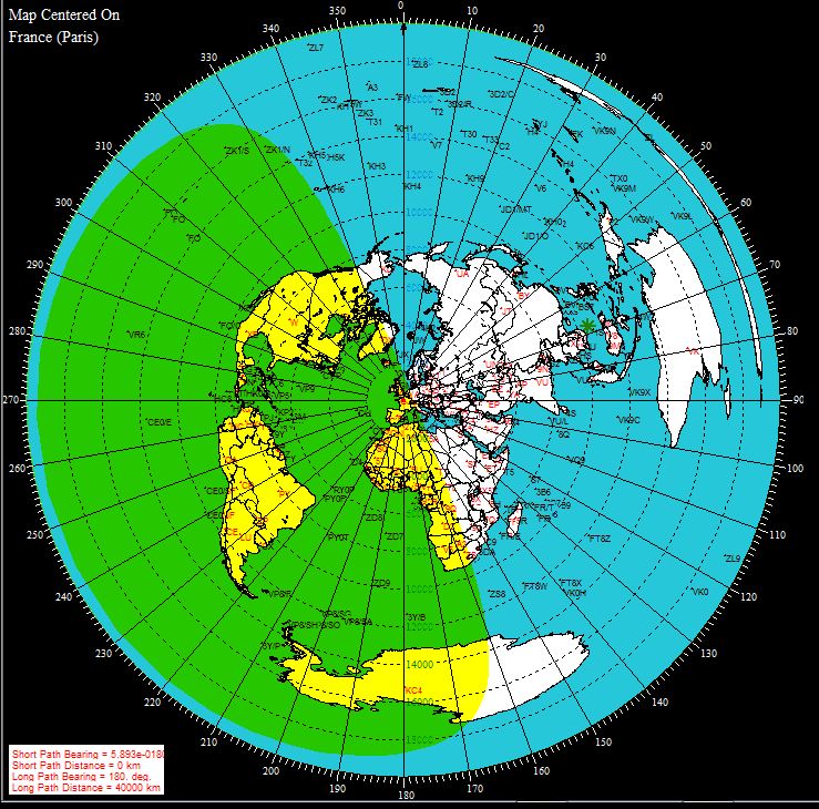 Radioamateur : Carte azimutale
