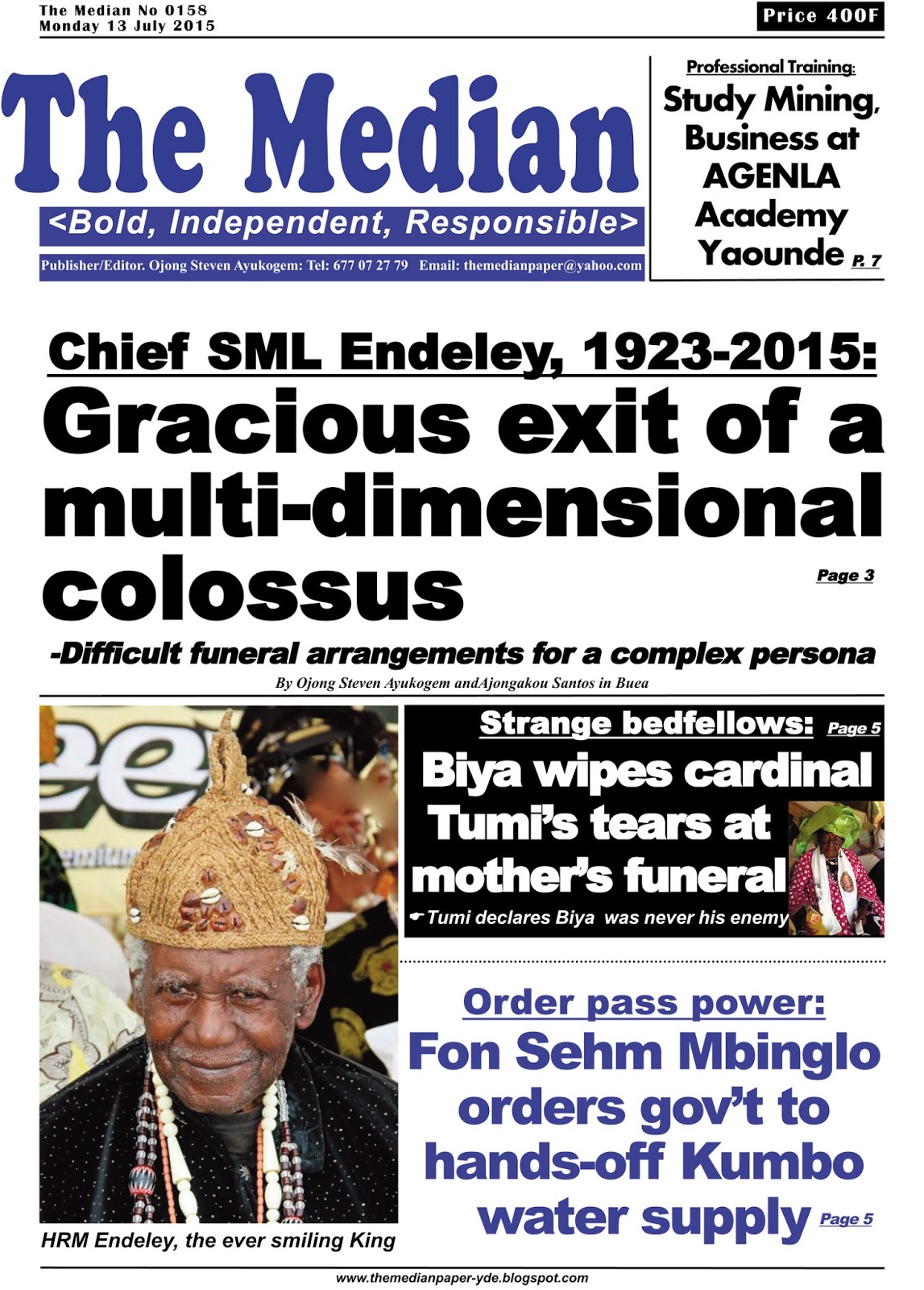 The Median Newspaper: Front page