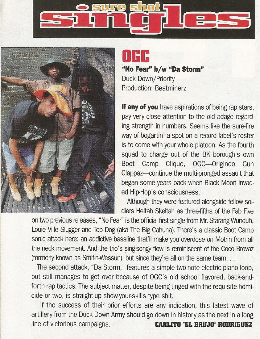 HipHop-TheGoldenEra: Sure Shot Singles : O.G.C - No Fear / Da Storm - 1996