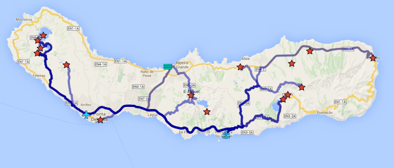 výprava na Azorské ostrovy: Nadmořské výšky a potápění & Mapa