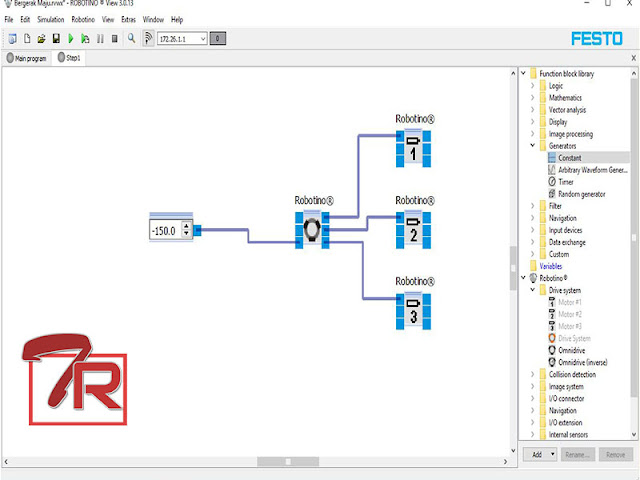 Membuat Program Sederhana Maju/Mundur, Kanan/Kiri, dan Rotate pada Robotino View - Tutorial Robotic