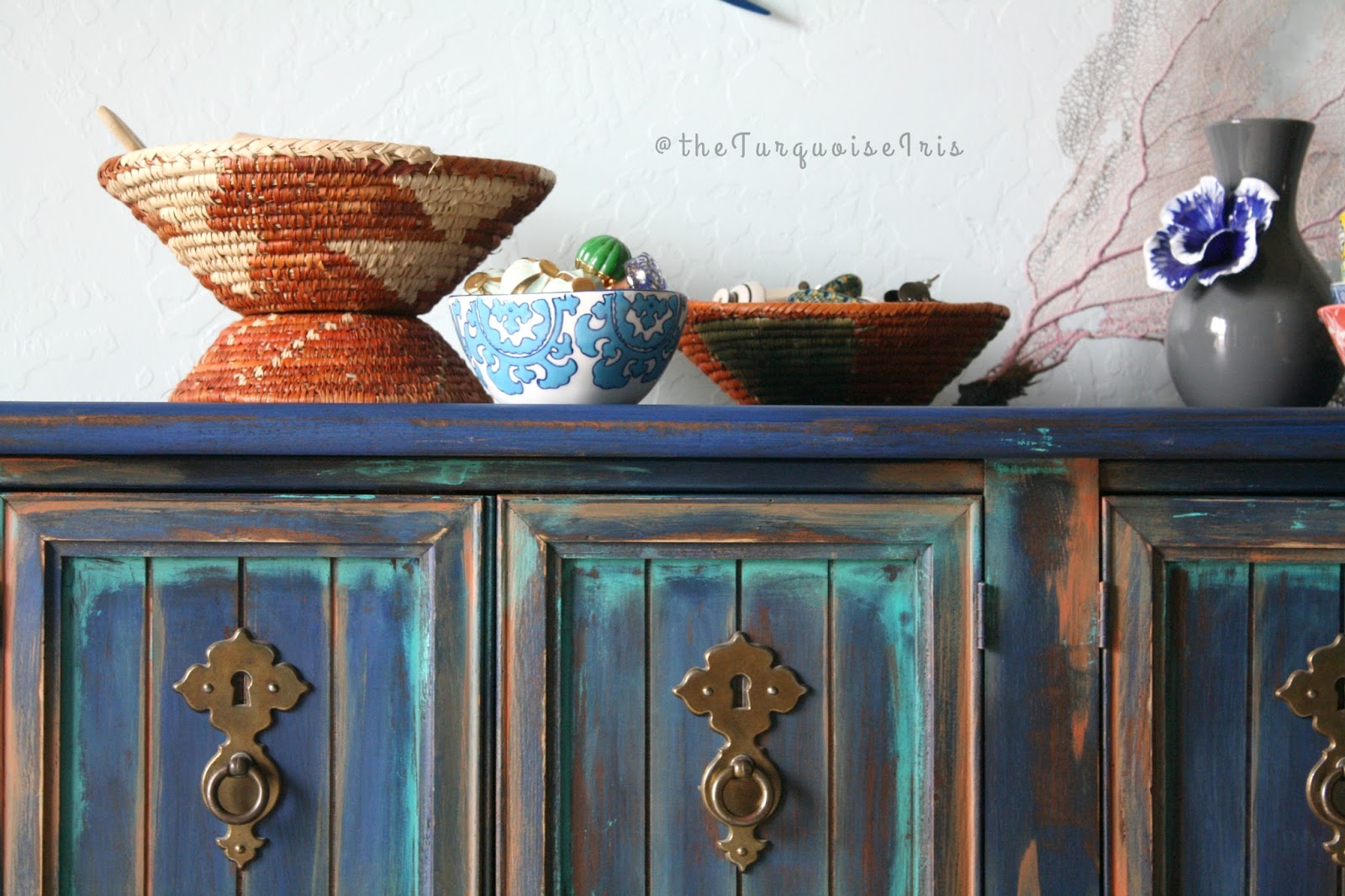 The Turquoise Iris ~ Furniture & Art: Rustic Boho Console Table Hand ...
