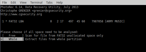 Avoiding Atrophy Forensics: File Carving with PhotoRec