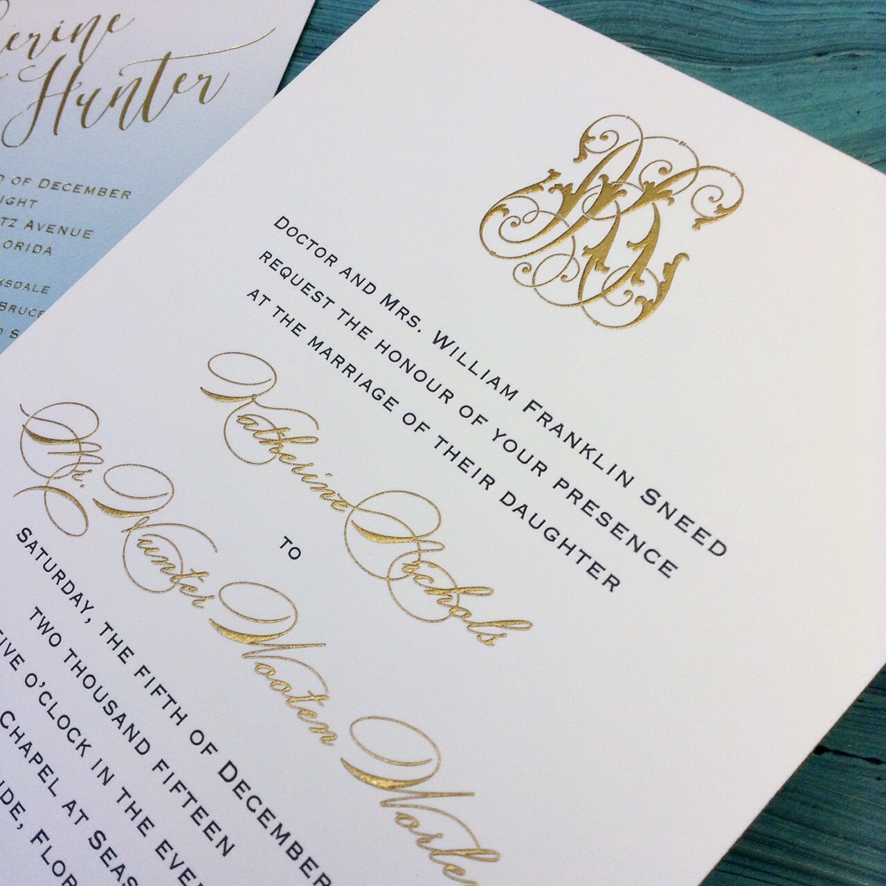 Katherine Sneed and Hunter Worley Wedding Invitations | Fresh Ink ...