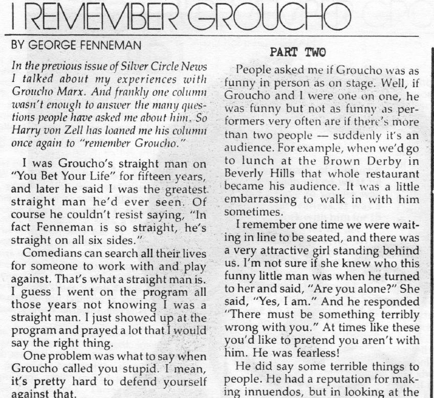 I REMEMBER GROUCHO by George Fenneman