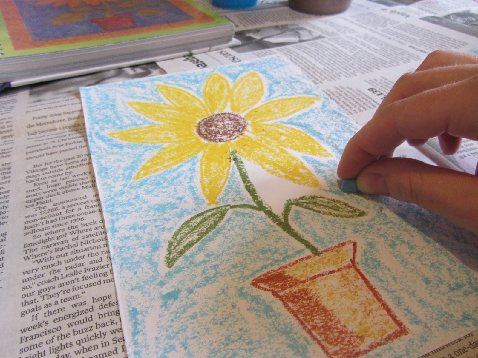 The Unlikely Homeschool: Art Lesson: Cracked Wax Resist
