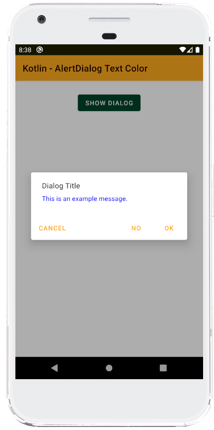 Android Kotlin Alertdialog Text Color Programmatically