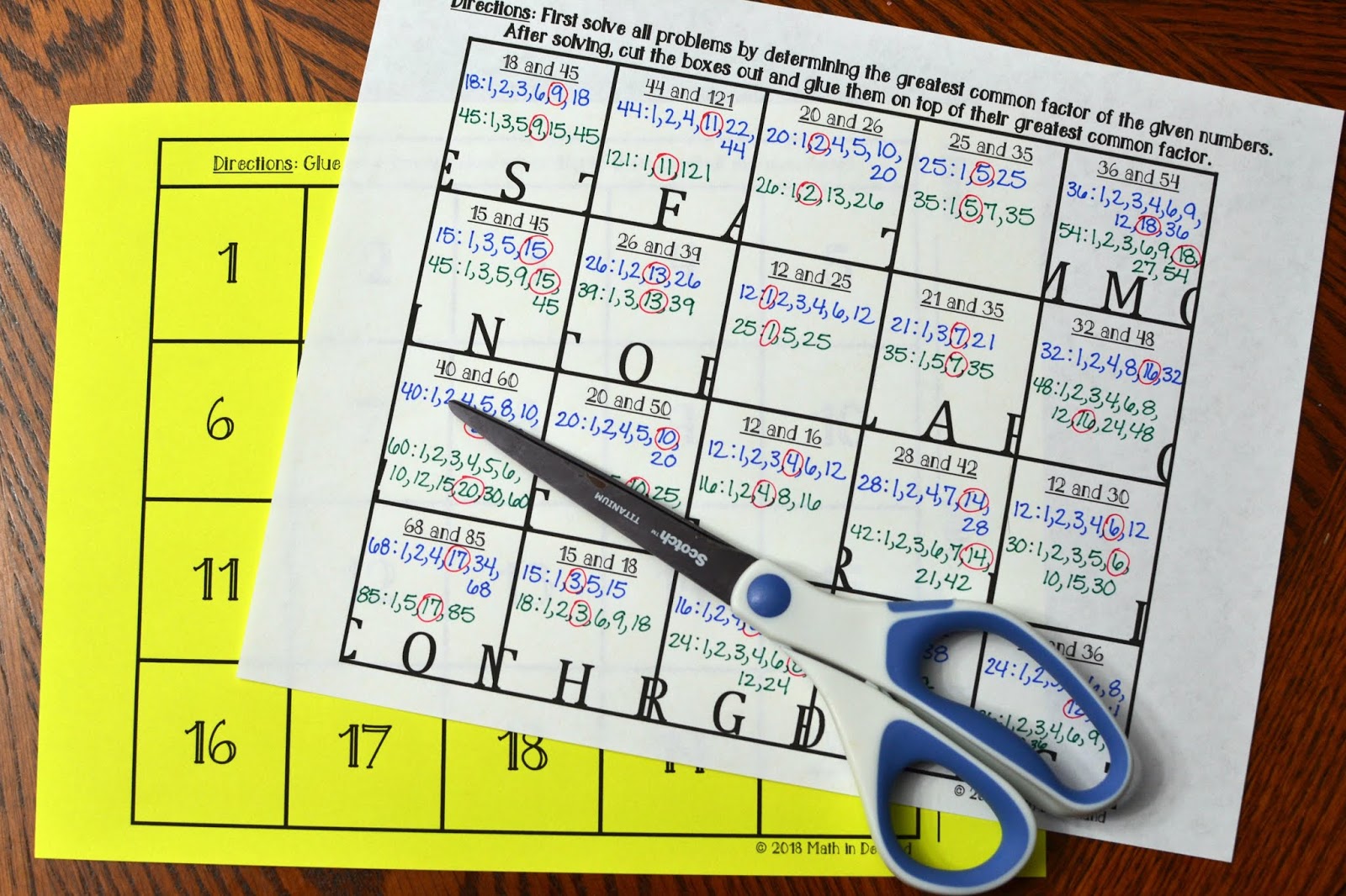 Math in Demand: Greatest Common Factor (GCF) Hidden Message Activity