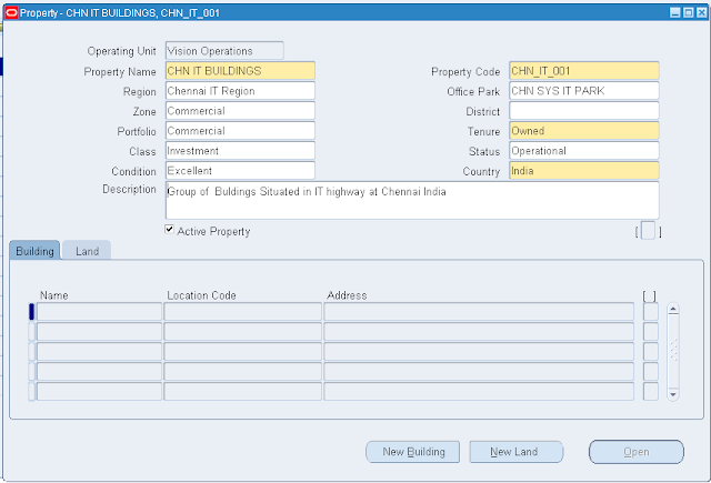 Oracle apps SCM Guide: Creating Property -Oracle Property Management