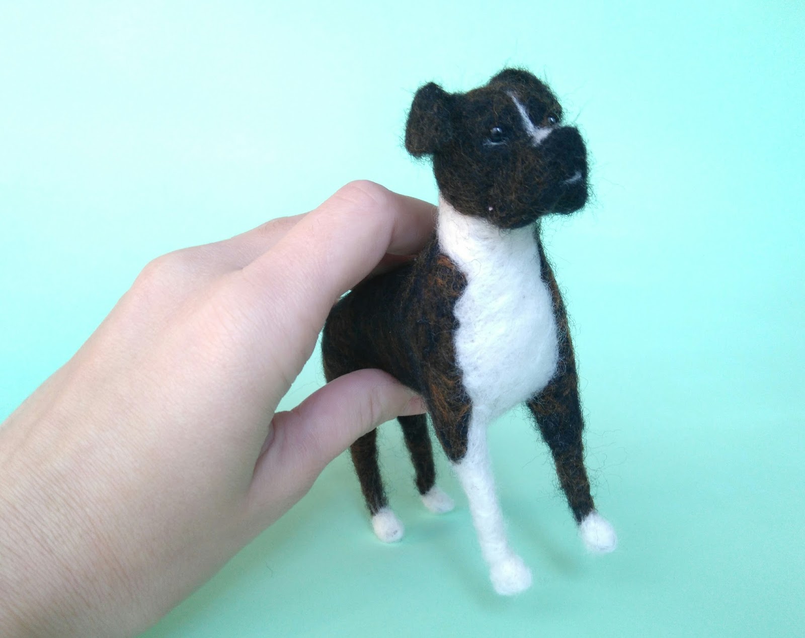 Vanilla Dream Felt: Needle felted brindle boxer Jackson