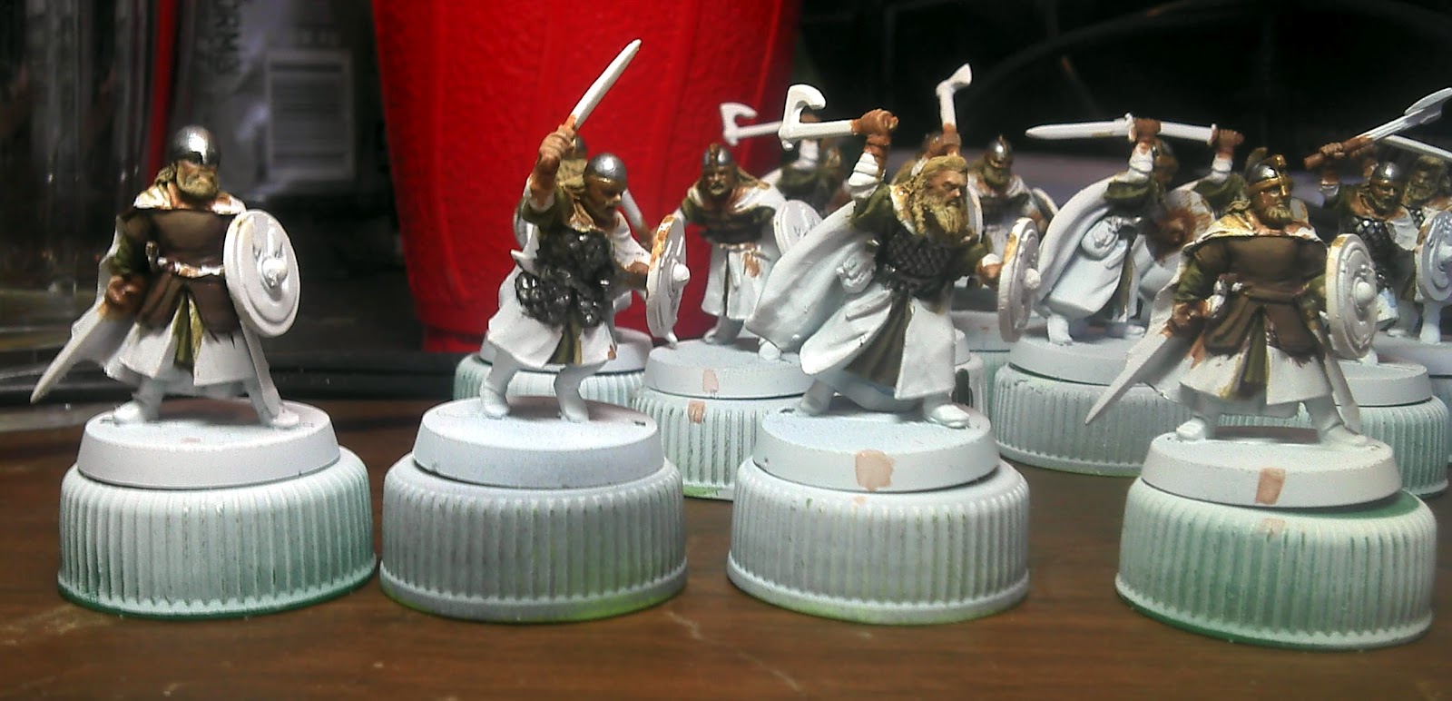 Wargames and Railroads: Grimbold's Helmingas Warband - 1st Painting Session