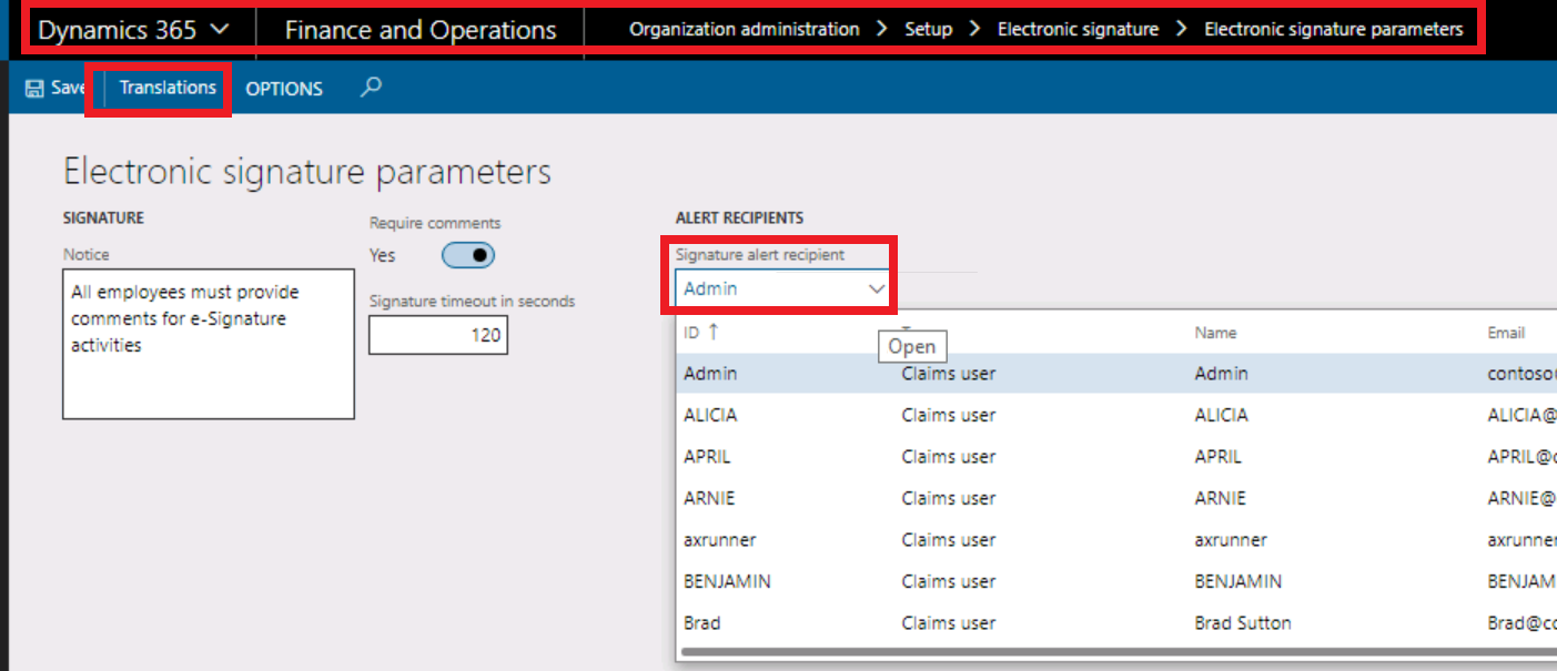 How to activate electronic signature in Dynamics 365?
