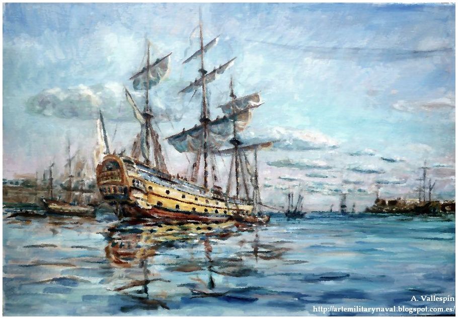 Pintura Militar y Naval: 1. El Glorioso en el puerto de Veracruz