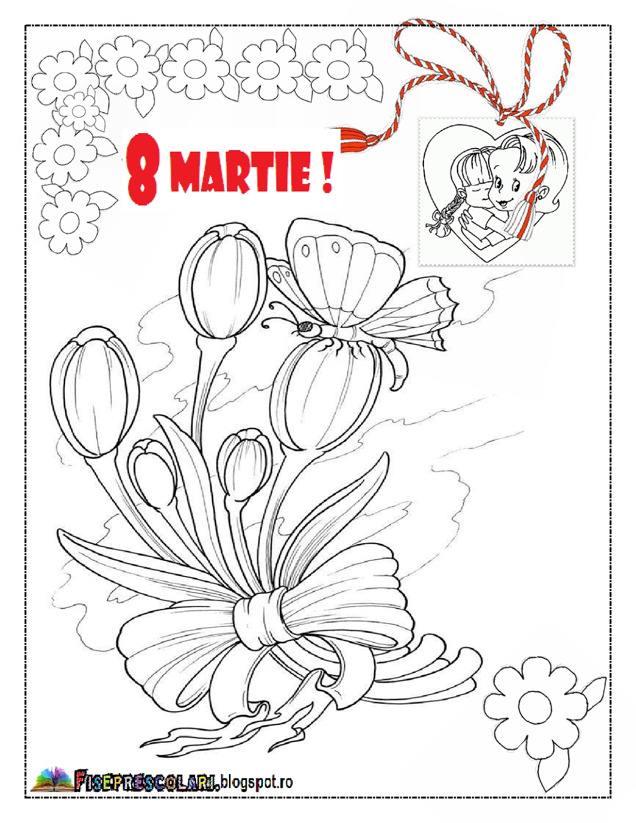FISE de Colorat pentru 8 Martie - Planse de Colorat pentru 8 Martie ...