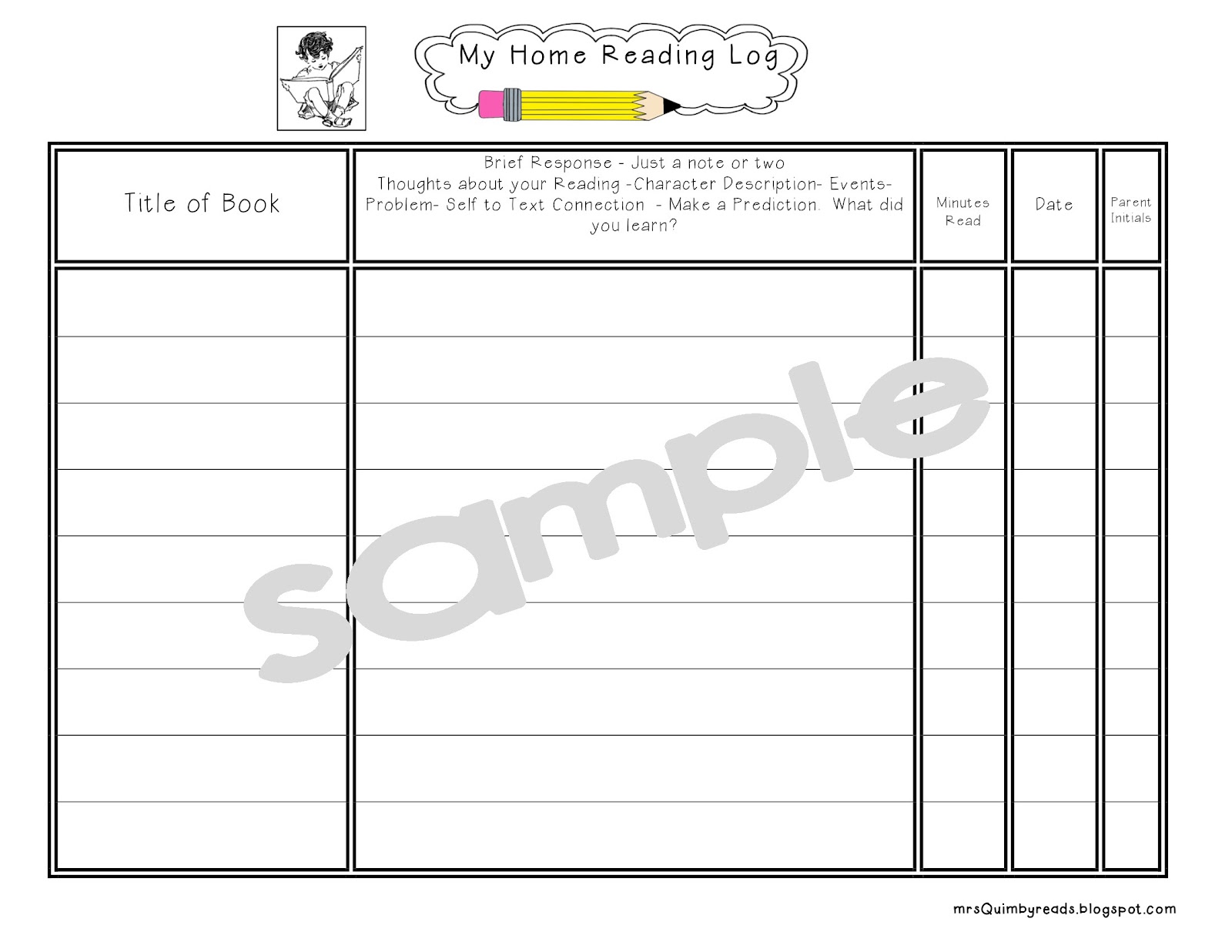 MrsQuimbyReads | Teaching Resources: Home Reading Log