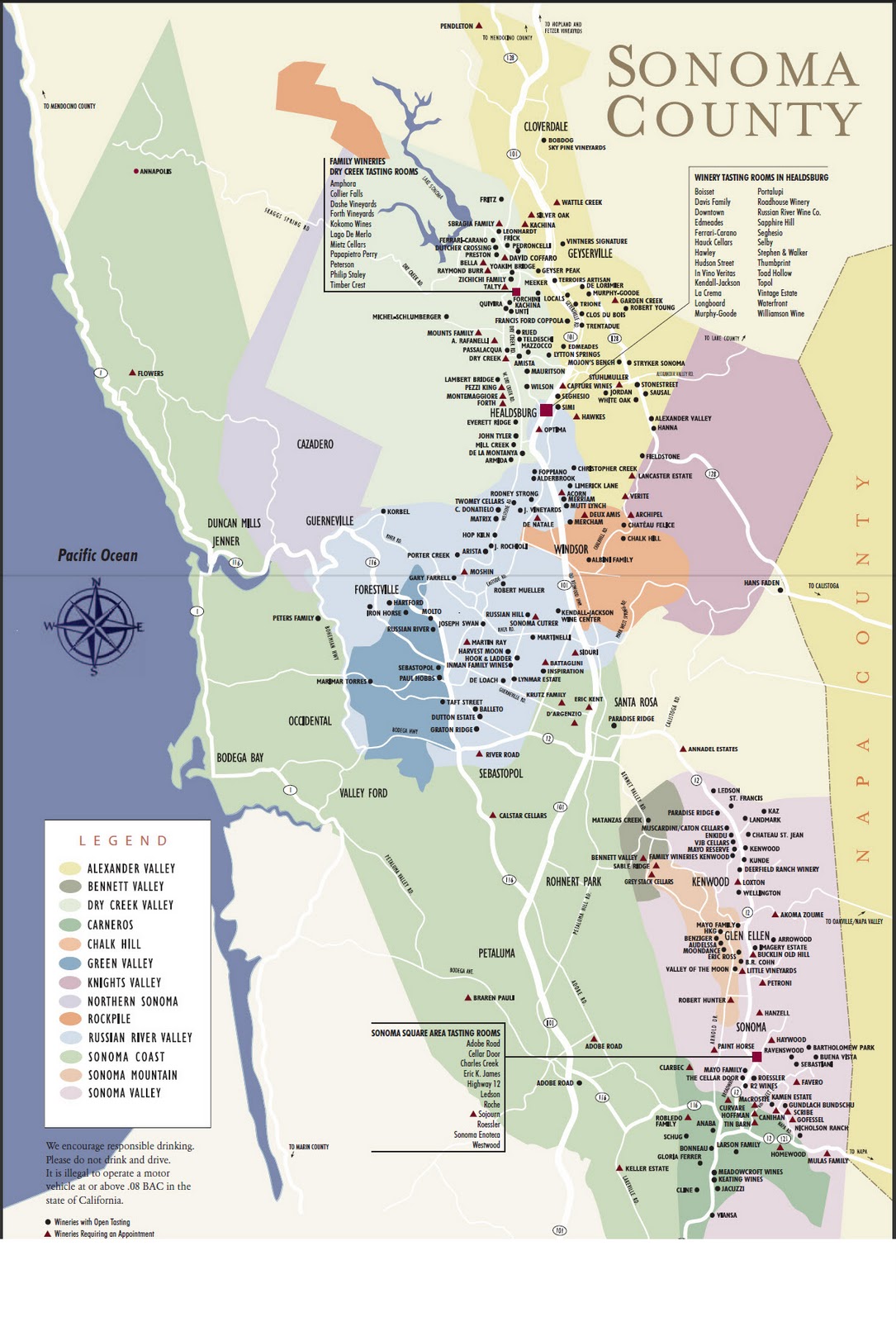 Sonoma County Winery Map