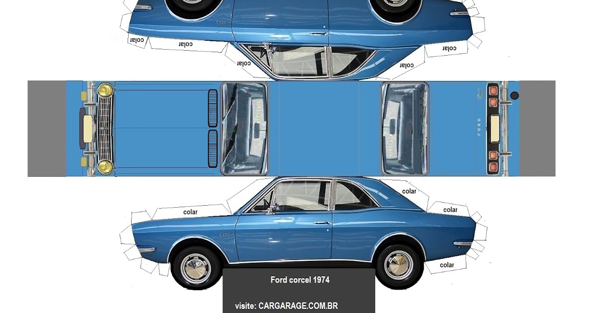 DESENHOS 2D para imprimir ,recortar, colar e montar: FORD CORCEL 1
