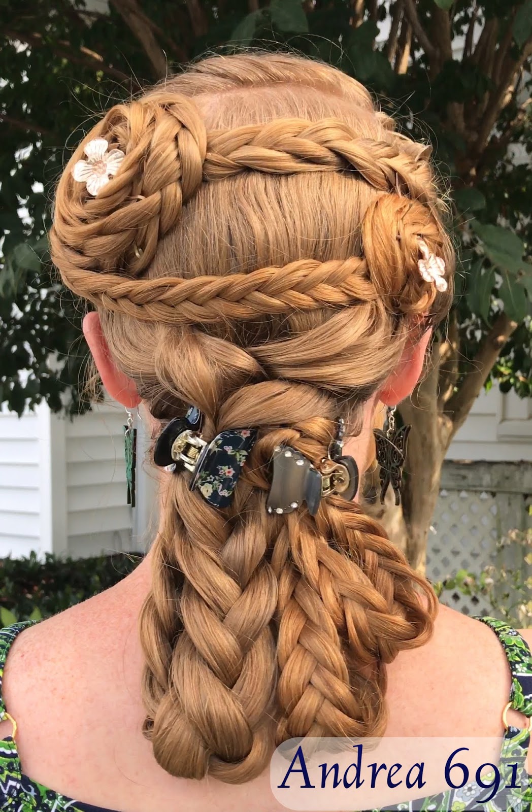 Braids & Hairstyles for Super Long Hair: Lovely Braided Roses Style