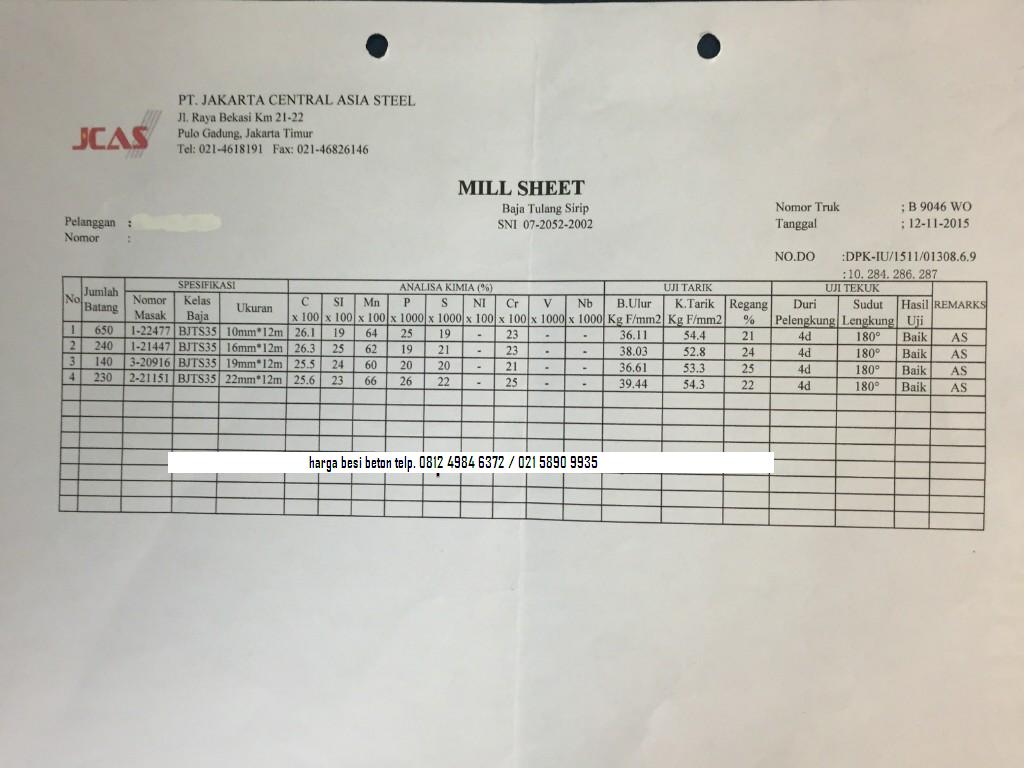 BESI BETON : 0812 8726 4241: harga besi bersertifikate I 0812 8726 4241