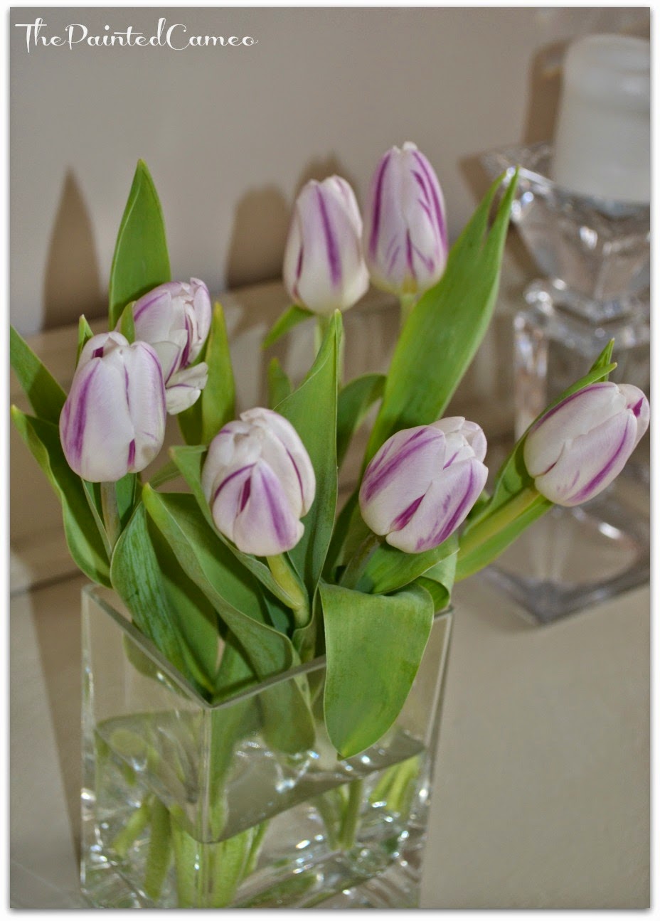 ThePaintedCameo: Tulips and a side table.. :)