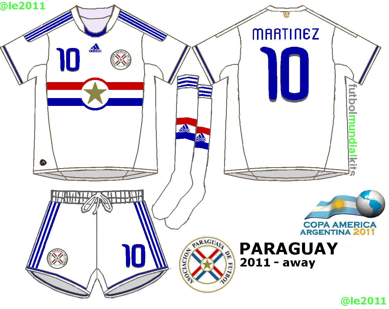 Fútbol Mundial Kits - Uruguay: Selección de Paraguay - 2011 (home y away)