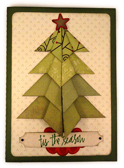 Needles 'n' Knowledge: Christmas Tree Folded Squares 5X7 Card