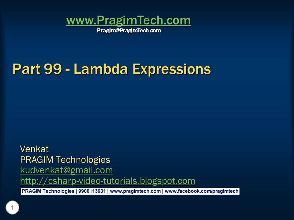 Sql Server Net And C Video Tutorial Part 99 Lambda Expression In C