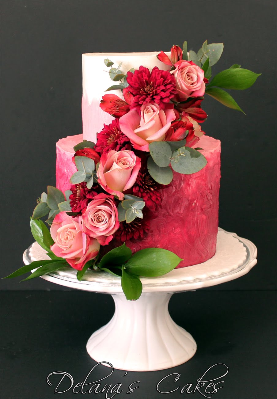 Delana's Cakes: Shades of pink textured icing cake