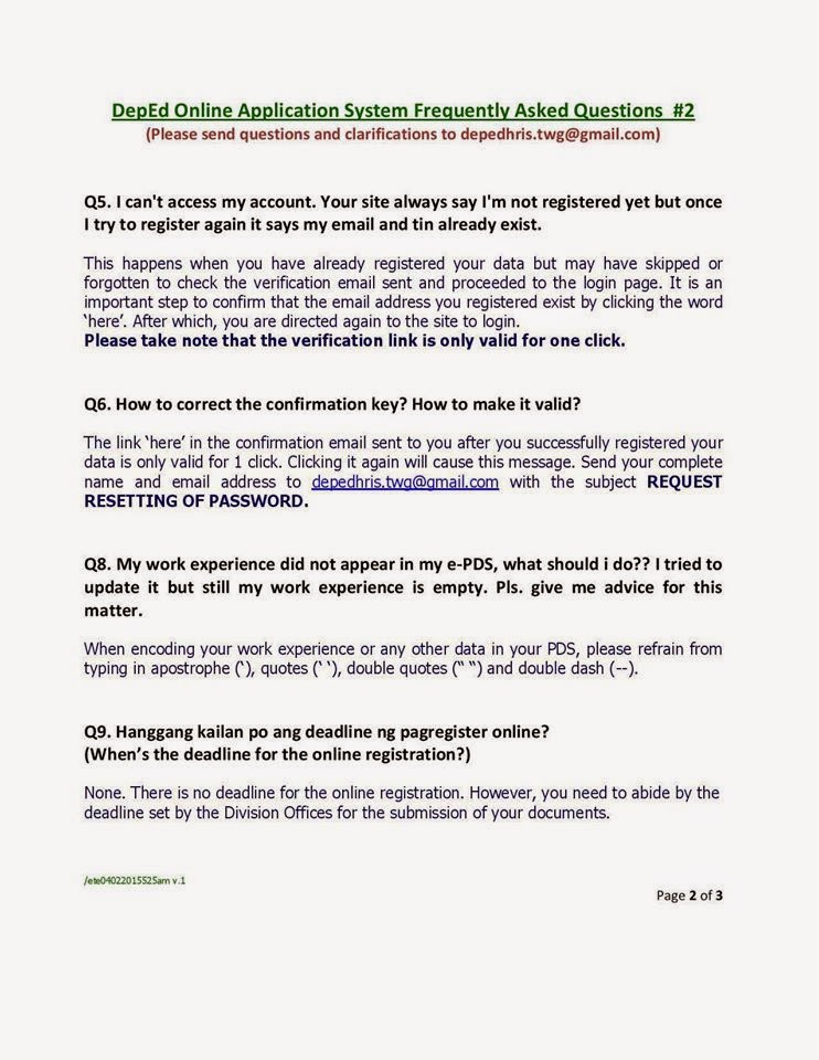 DepEd Memos, Orders & Results: DepED Online Application System FAQs