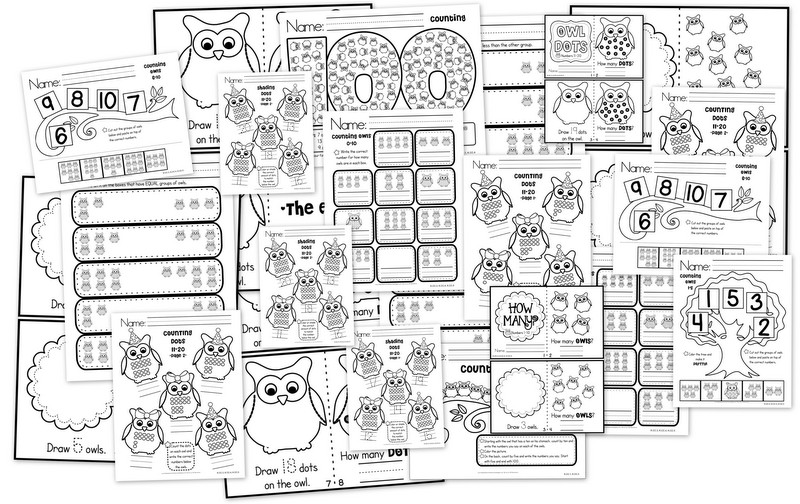 "Kinder Teachers Give a Hoot" Math & Literacy Worksheets - FlapJack