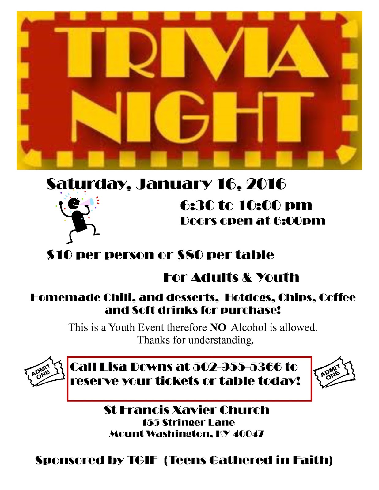 ALL SAINTS CHURCH: Save the date:Trivia Night, Saturday January 16th at SFX